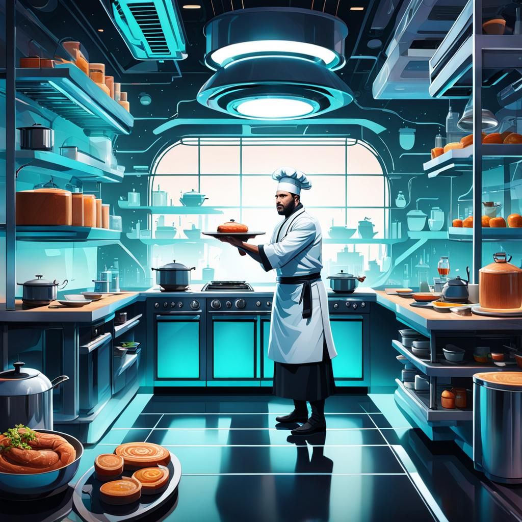 Chef in a Futuristic kitchen - AI Generated Artwork - NightCafe Creator
