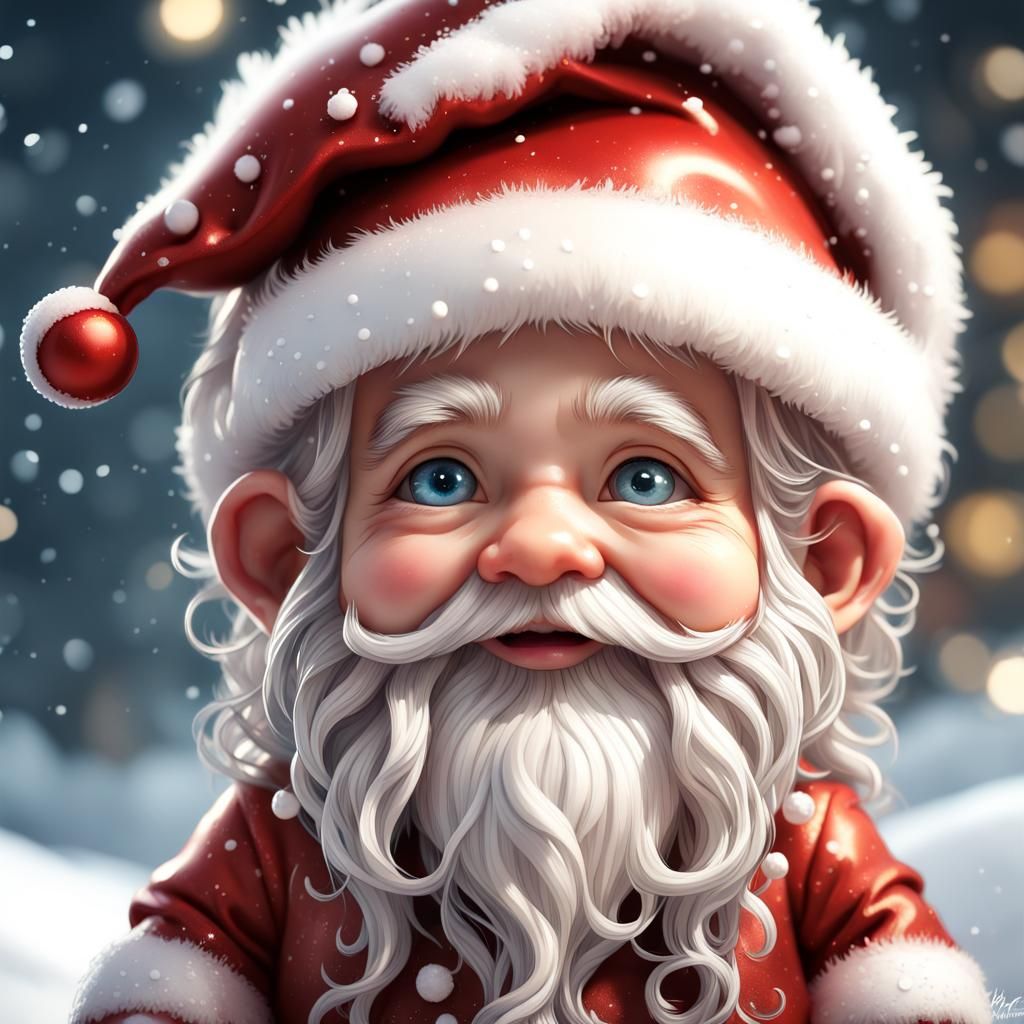 Cute adorable chibified Santa Clause, shiny detailed sharp prismatic ...