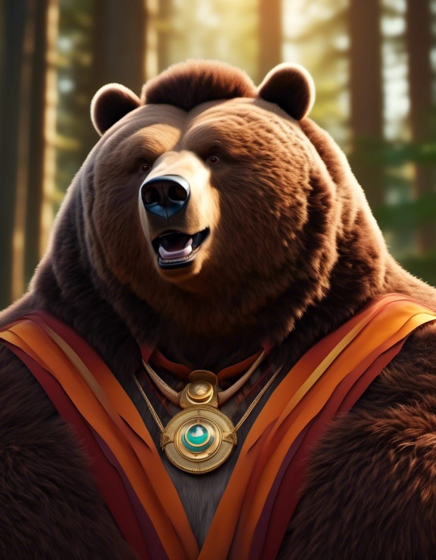 Obese Bear Avatar: Air Bender, bending air, short Brown fur ...