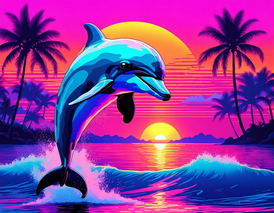 Vaporwave Dolphin - AI Generated Artwork - NightCafe Creator