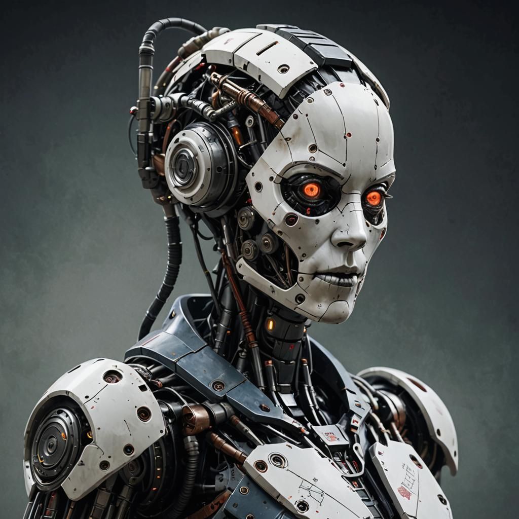 Biopunk Cyborg construct who has a human face. - AI Generated Artwork ...