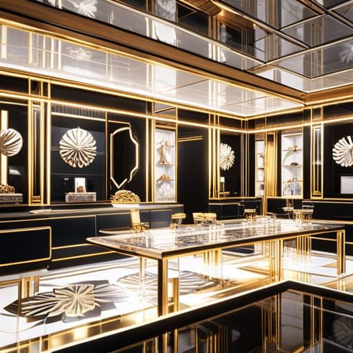 Crystal shop ; Paris ; Crystal shop ; White and Gold ; Bright lights ...