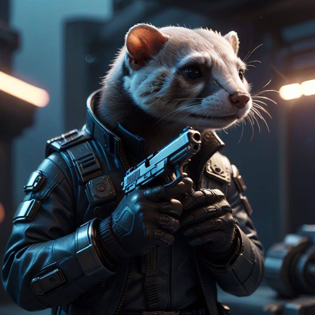 A Ferret Soldier (Nicholas) from the book series, Tail of a Soldier