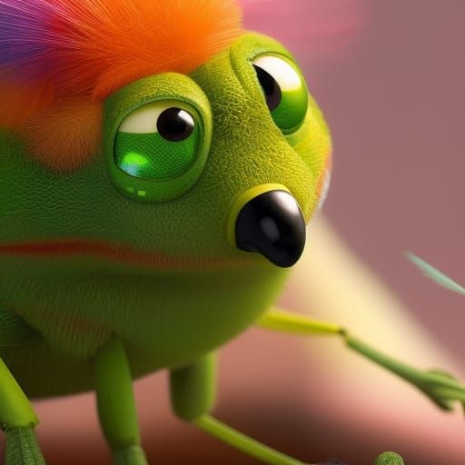 a colorful bug sitting on top of a finger, pixar art 3d, behance. high ...