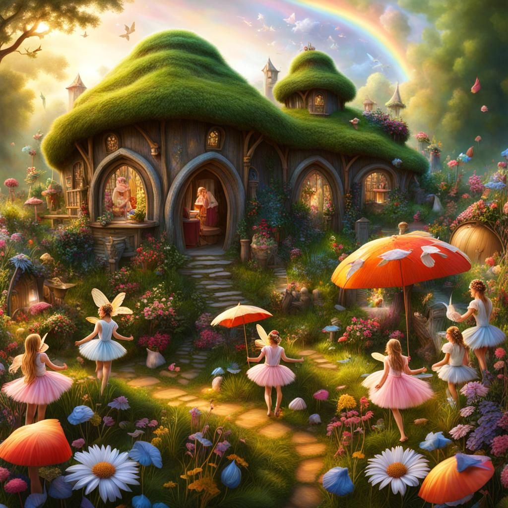 Magical Fairy village - AI Generated Artwork - NightCafe Creator