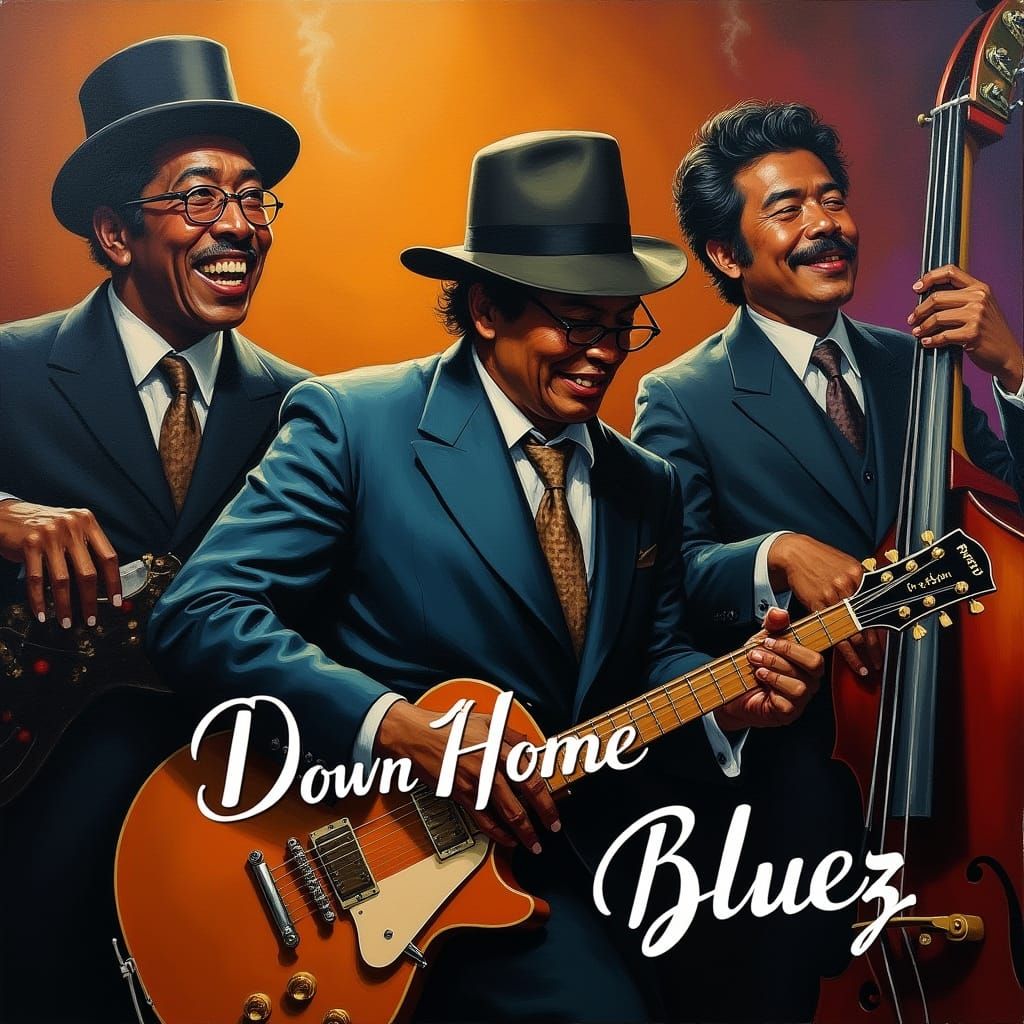 Vibrant Blues Band Performance in a Smoky Jazz Clu... - AI Art