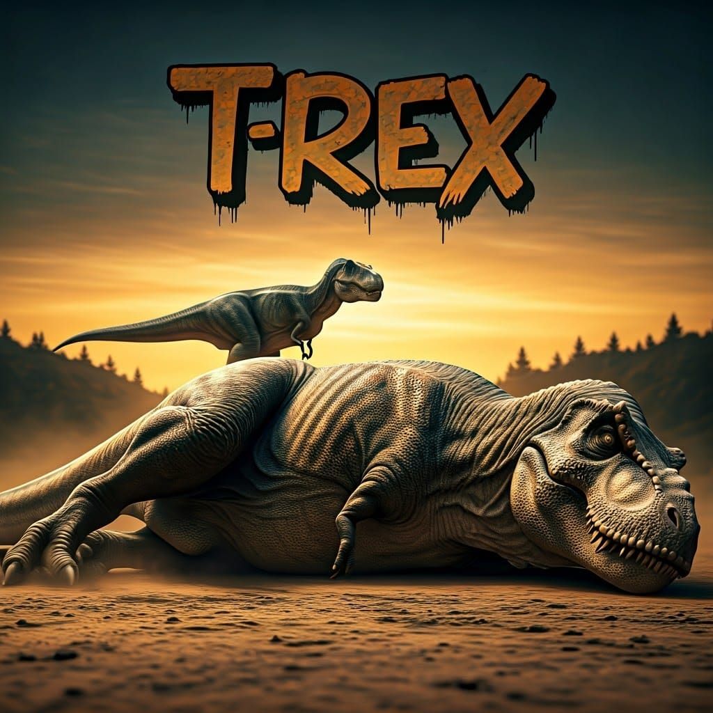 T-Rex and T-Rest - Sleeping T-Rex in a Late Afternoon Scene ...