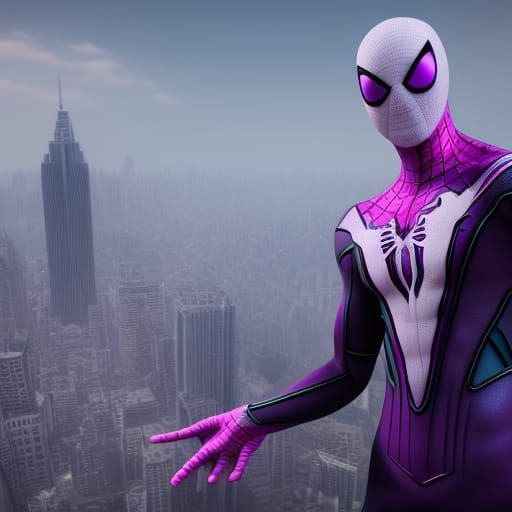 white and purple spider man - AI Generated Artwork - NightCafe Creator