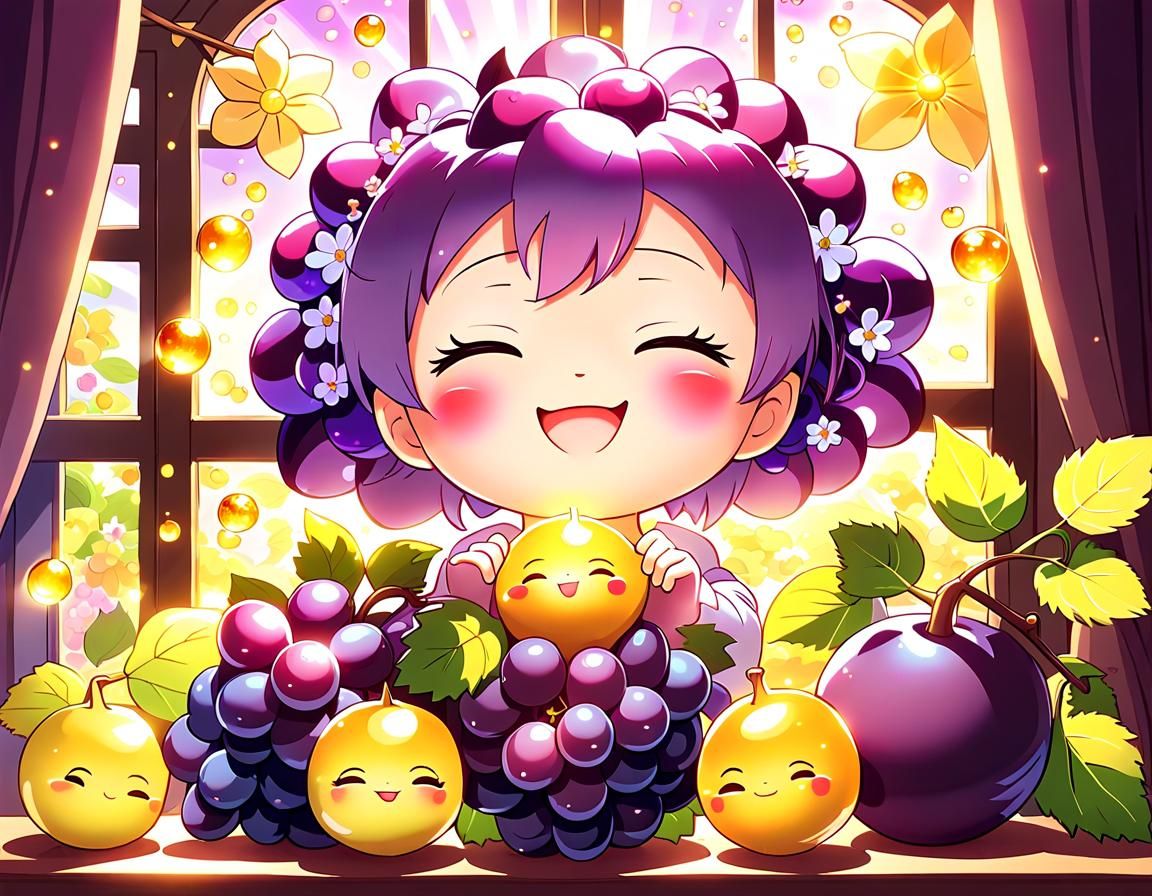 Chibi Grape Girl 2 - AI Generated Artwork - NightCafe Creator