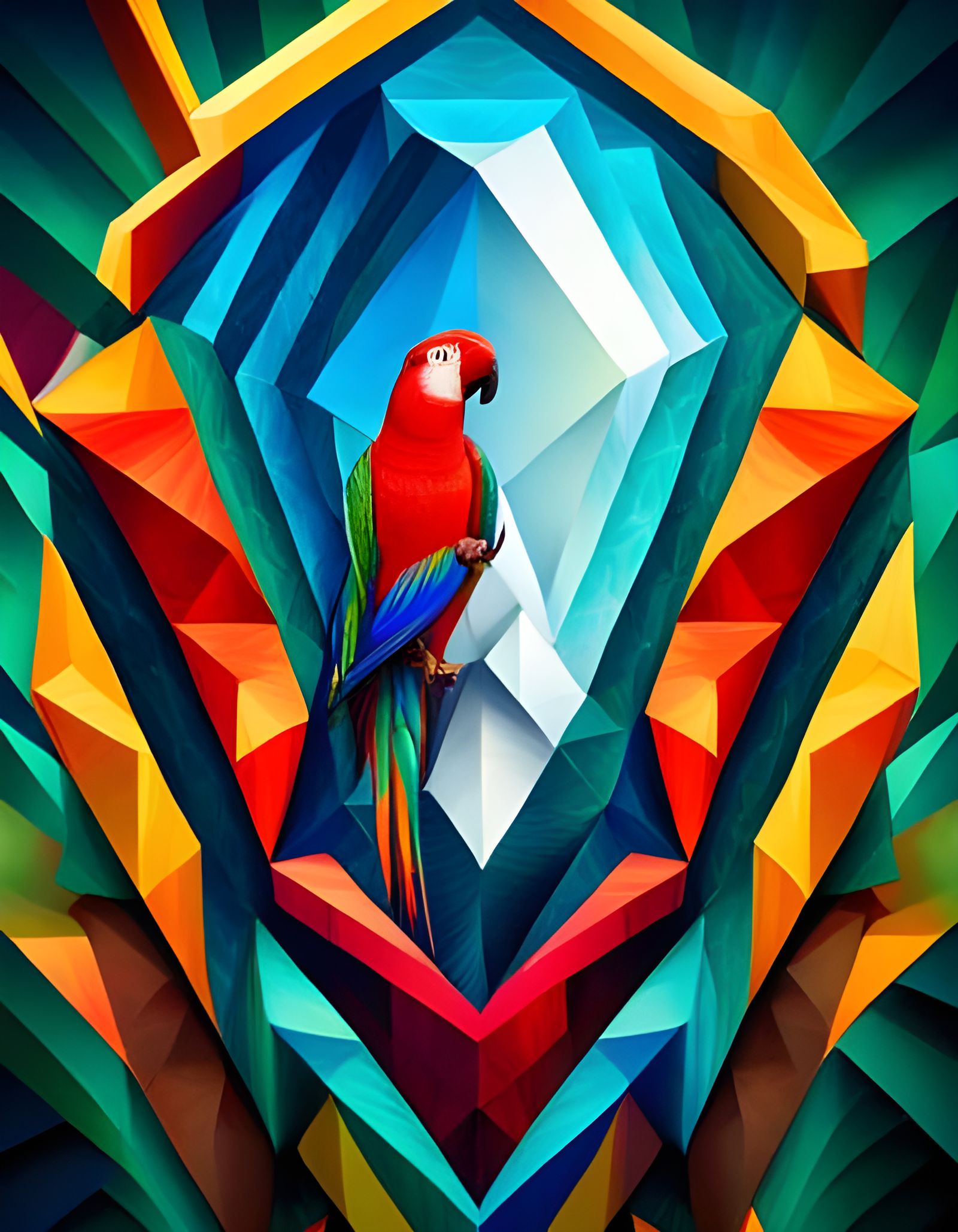 Geometric Parrot - AI Generated Artwork - NightCafe Creator