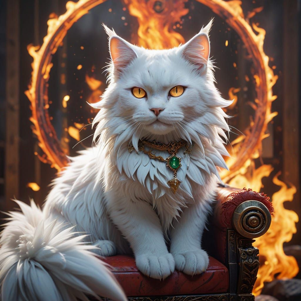 cutest cat in hell - Majestic Feline Ruler of Hell