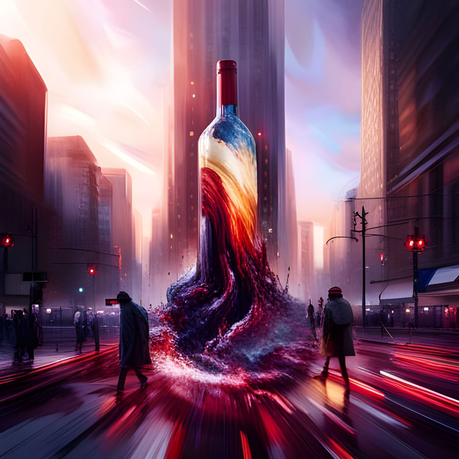 huge bottle of wine bursts - AI Generated Artwork - NightCafe Creator