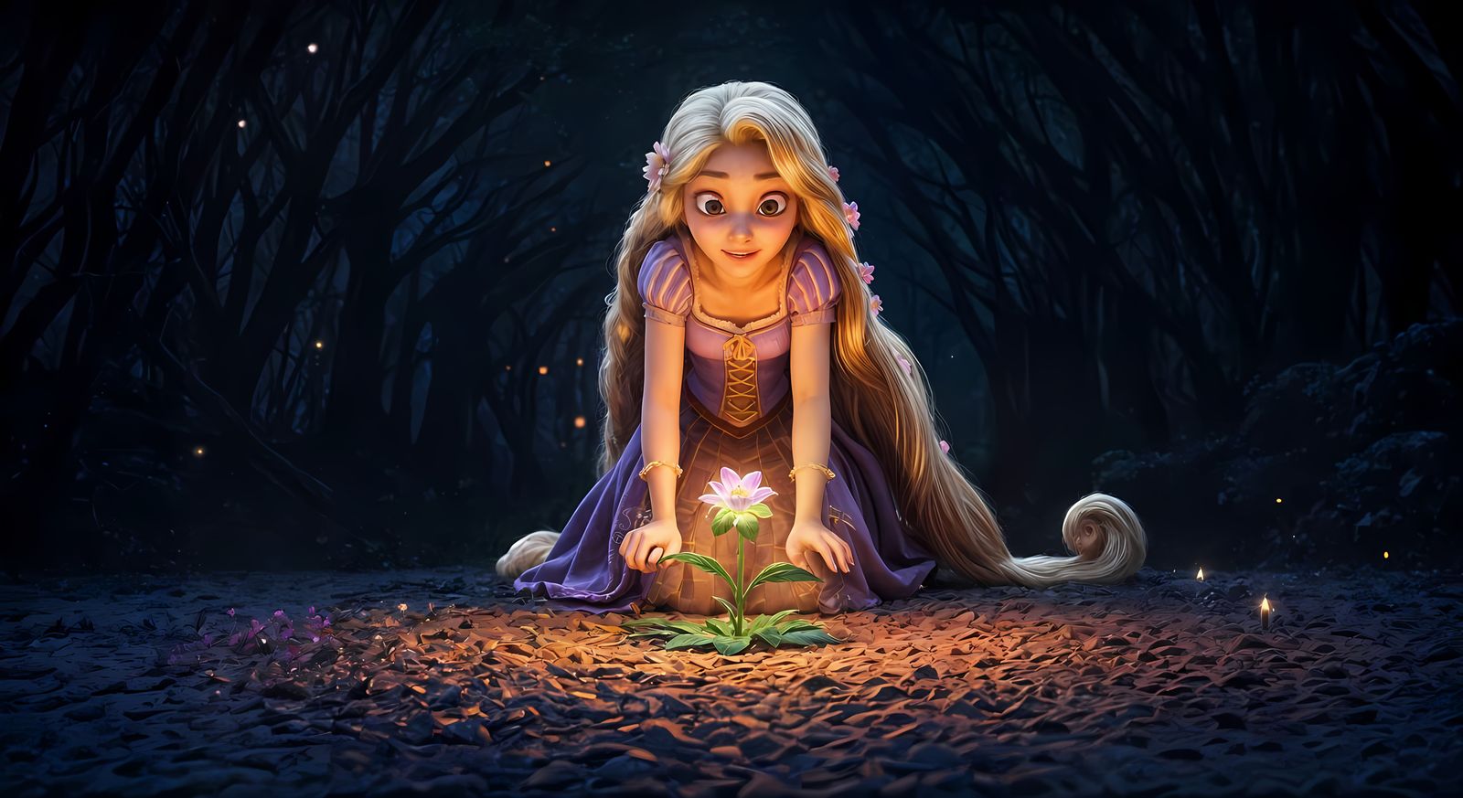 Rapunzel finding a magical flower - Rapunzel Discovers Encha...