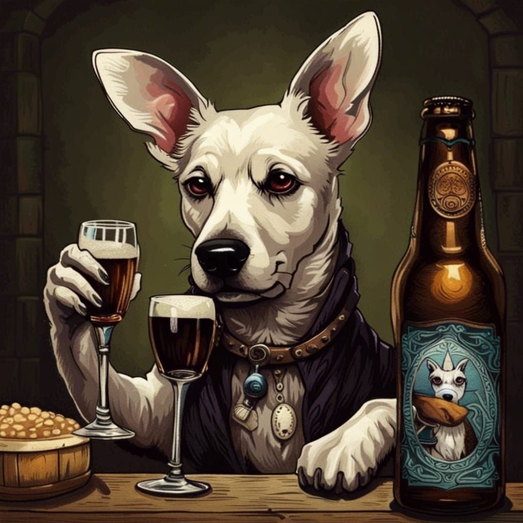 dog drinking beer - AI Generated Artwork - NightCafe Creator