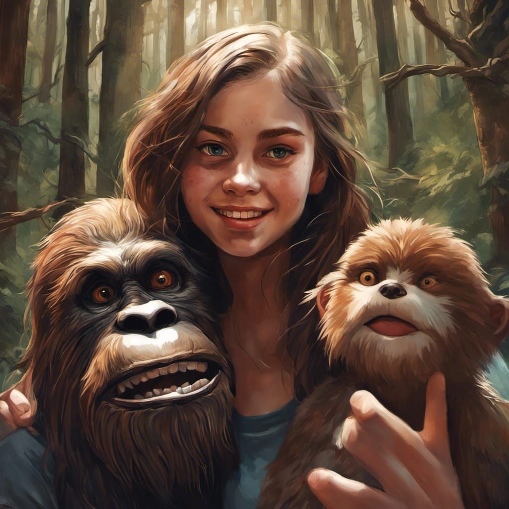 girl with a bigfoot - AI Generated Artwork - NightCafe Creator