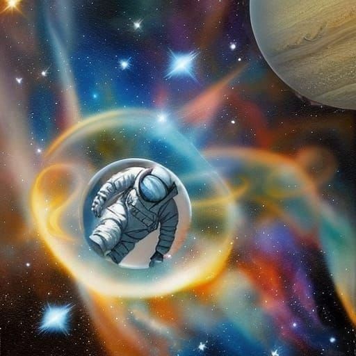 Astronaut emerging through a time-warp worm hole - AI Generated Artwork ...