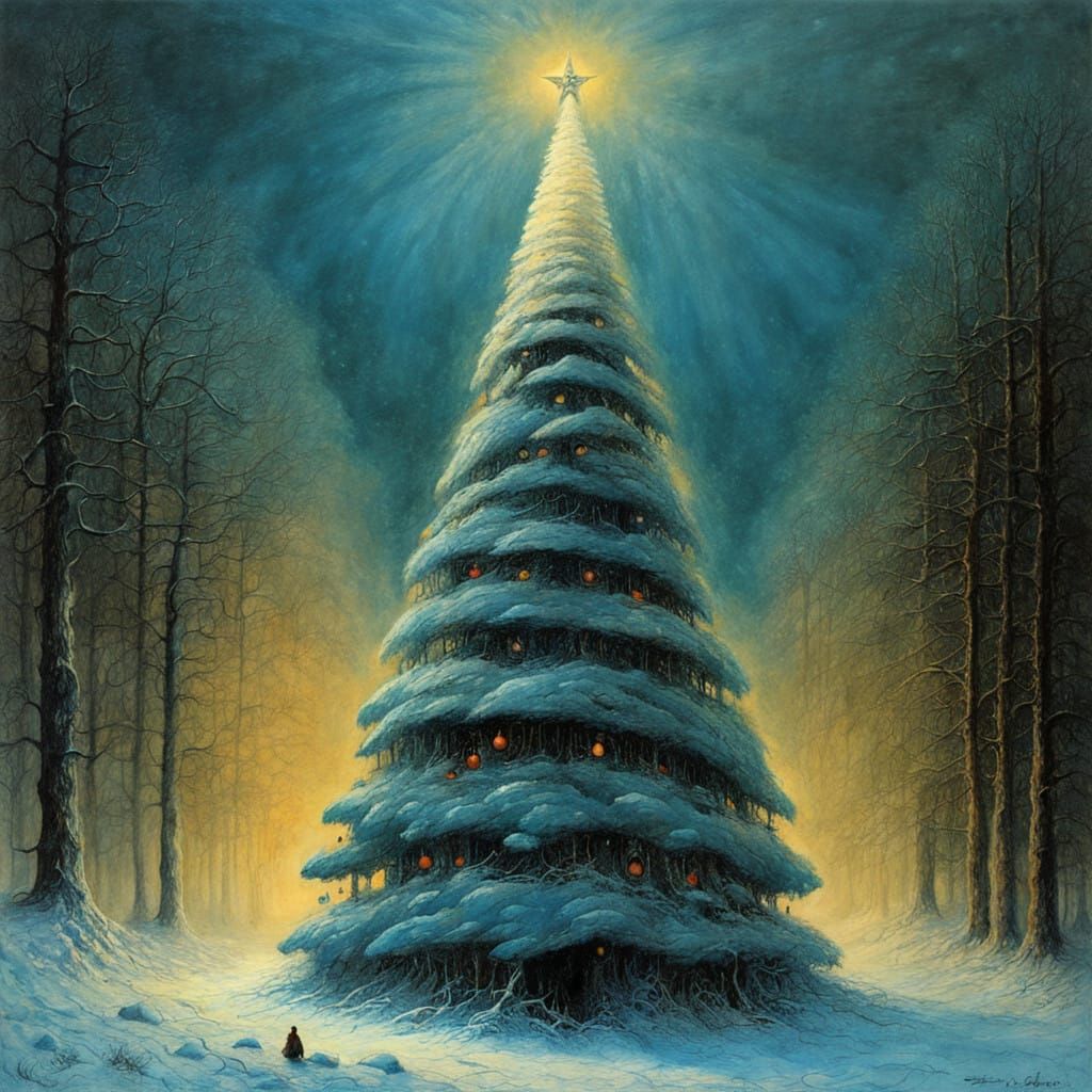 Macabre Christmas Tree in Industrial Style - AI Art