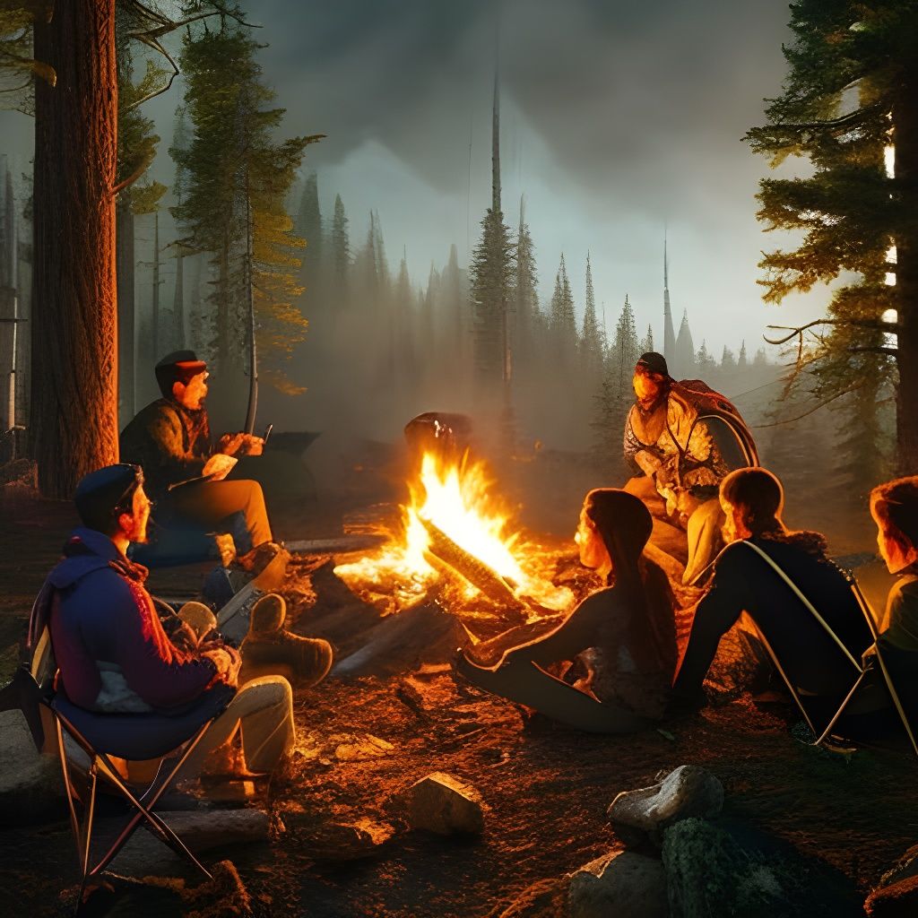 Campfire, camping - AI Generated Artwork - NightCafe Creator