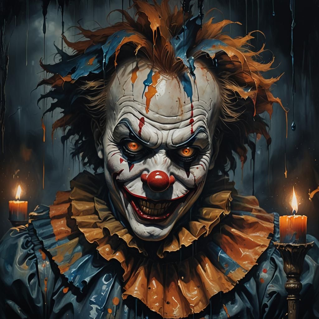 Creepy Clown Peeking Out Of The Dark