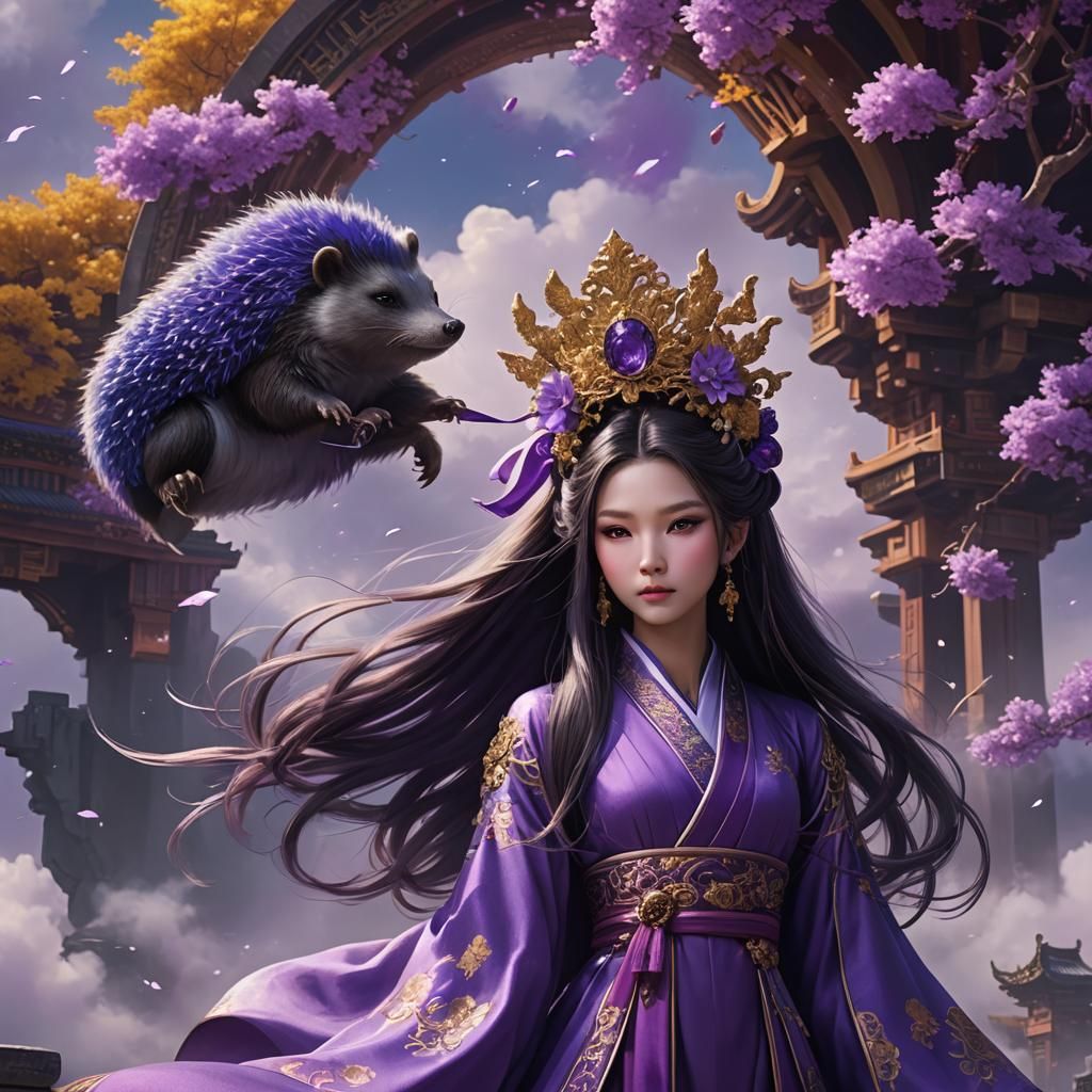 Royals Xianxia in purple. drifting cloud . Purple eyes. mystical ...