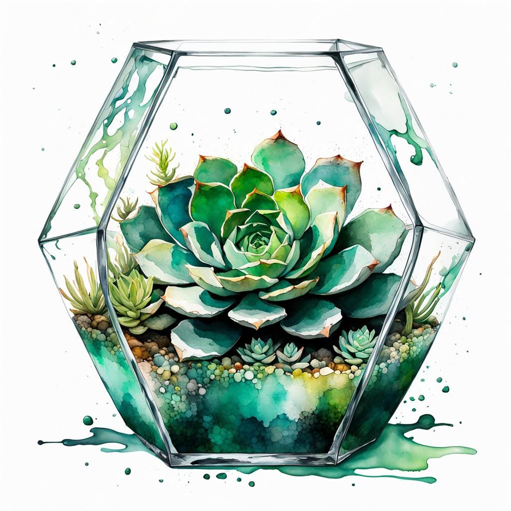 Watercolour Terrarium - AI Generated Artwork - NightCafe Creator