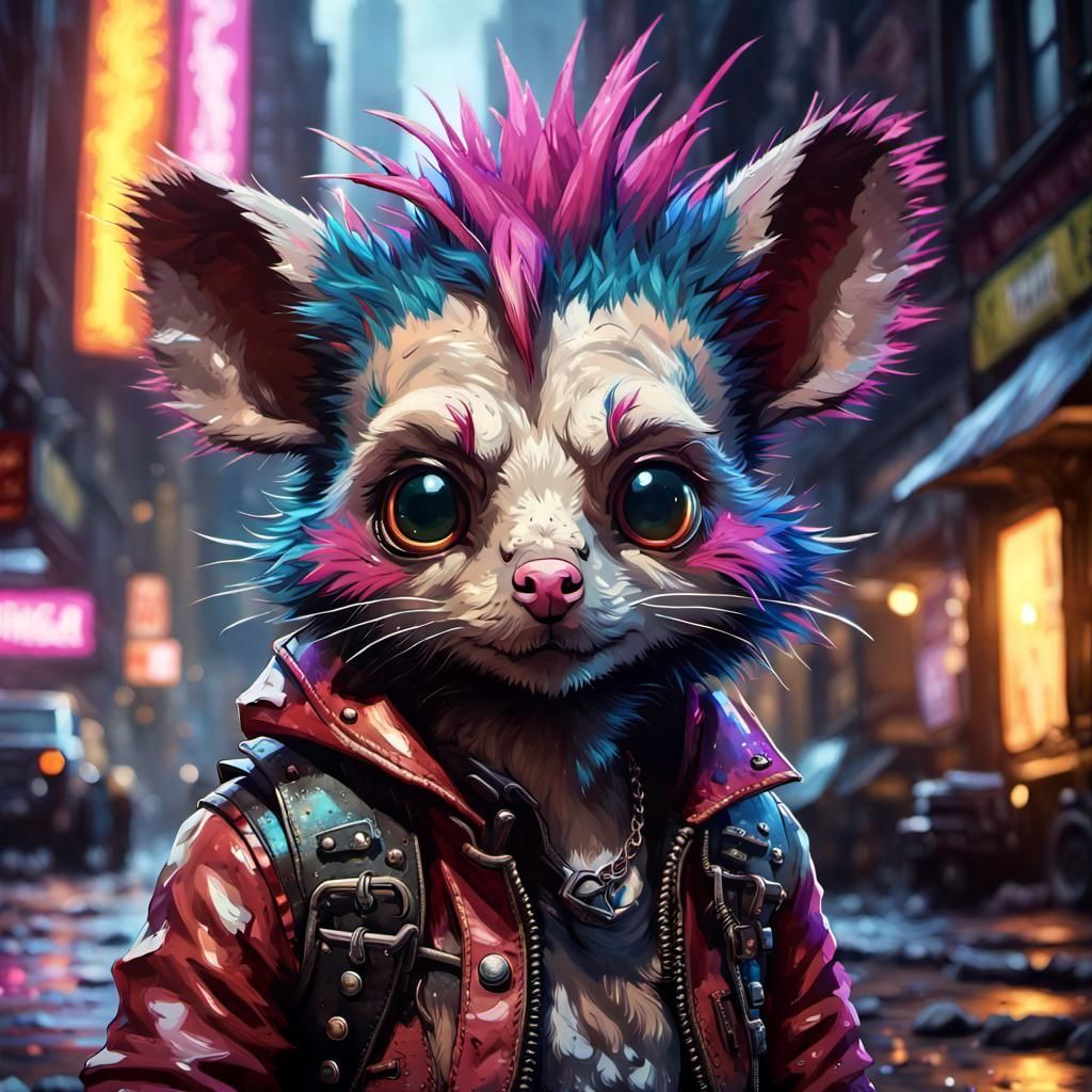 Cute Punk raccoon - AI Generated Artwork - NightCafe Creator