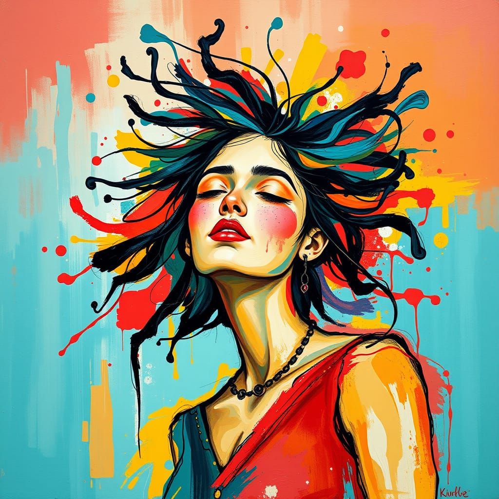 Wild Spirit Abstract Art with Expressive Brushstro... - AI Art