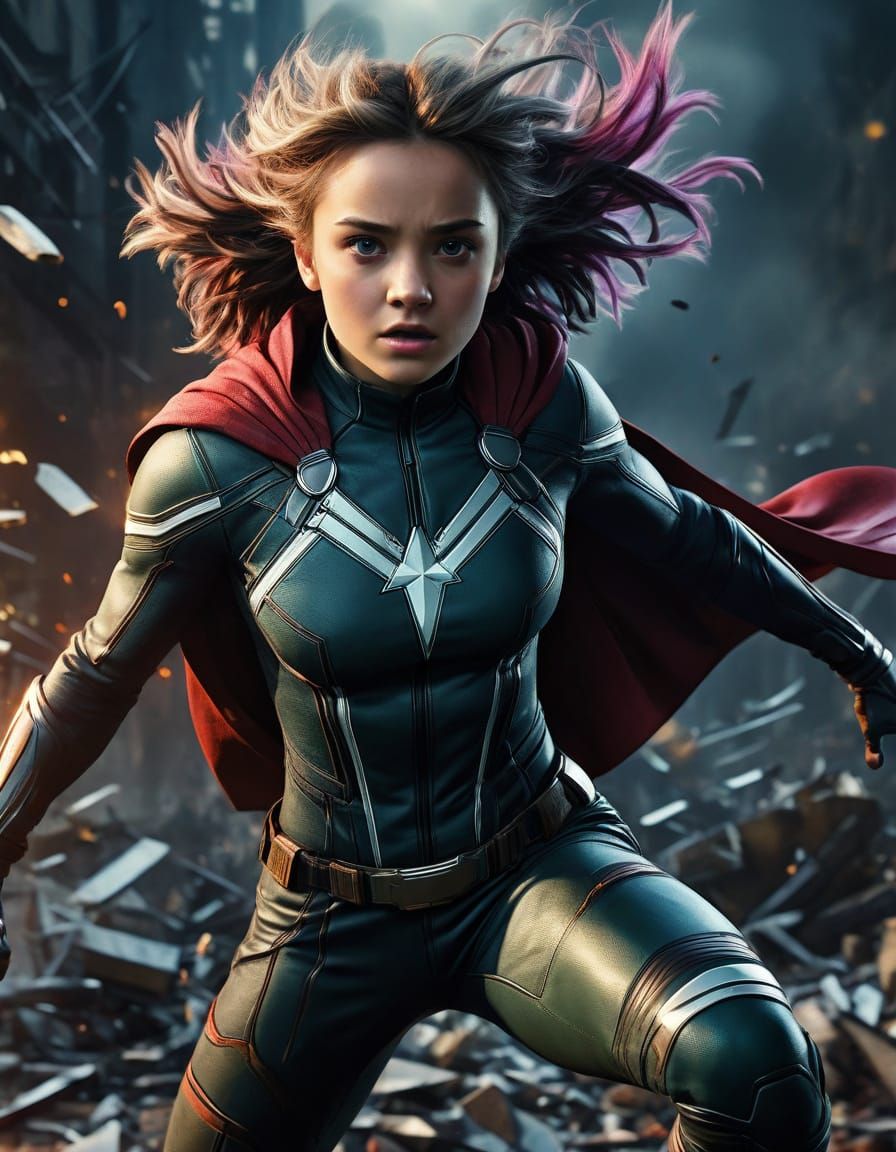 Marvel Superheroine Rogue Soars Through the Air in... - AI Art