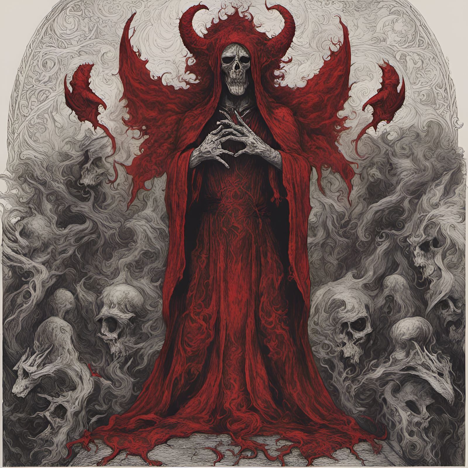 Seven demon princes of hell Mystic red mist,medieval celtic patterns ...