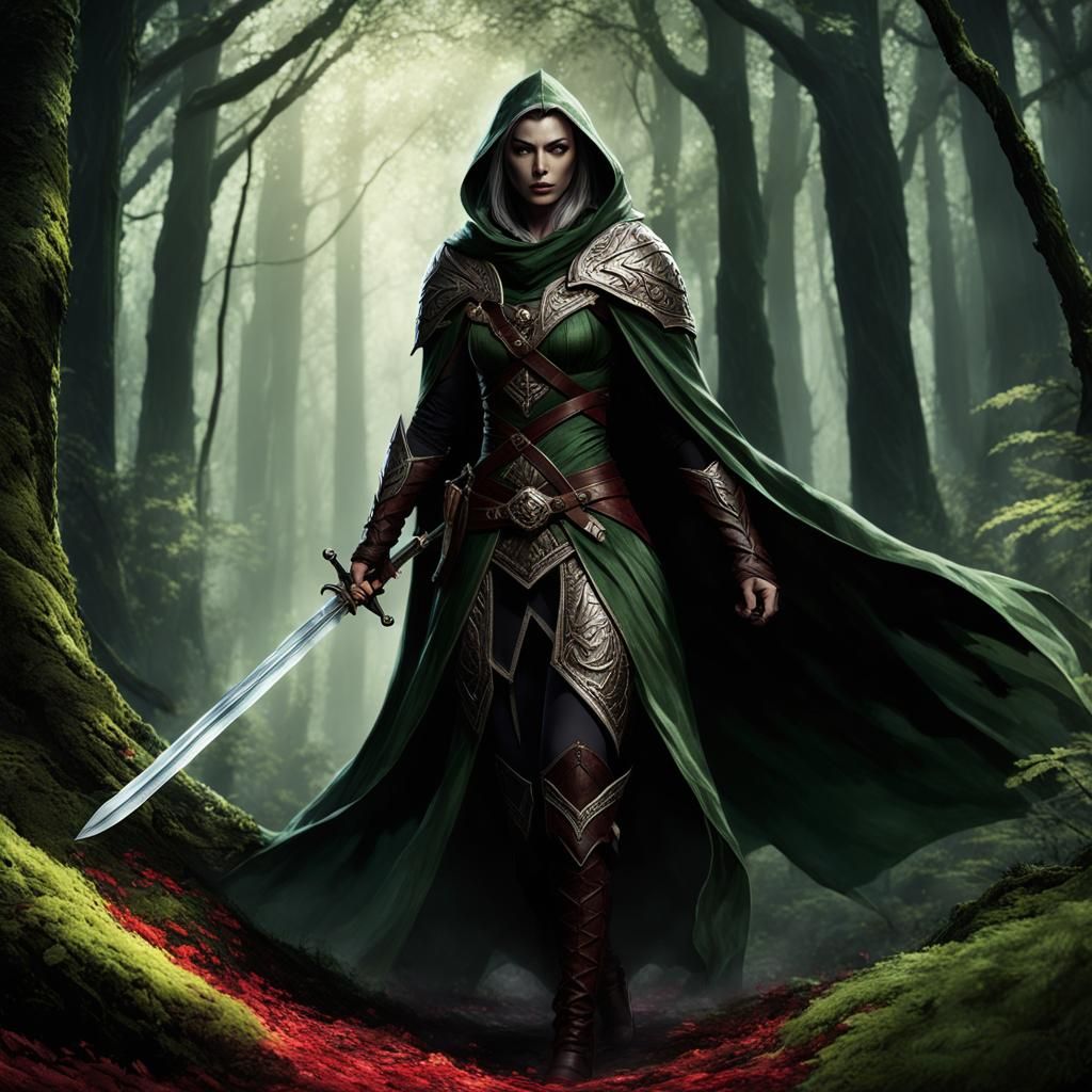 With her sword at the ready and her senses heightened, a stunning elven ...