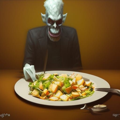 Gruel Ghoul having his potaters - AI Generated Artwork - NightCafe Creator