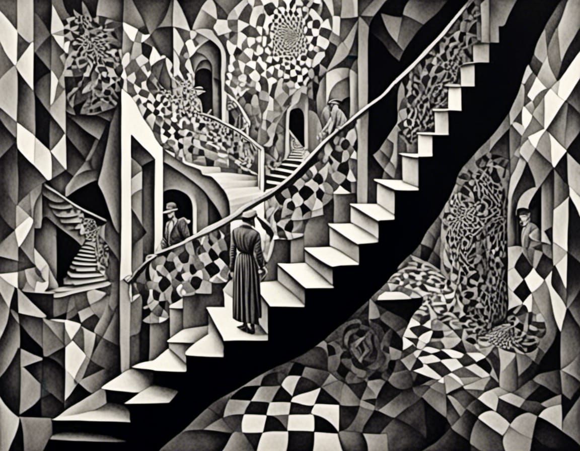 M. C. Escher Escher Escher Escher and klimt missmatched staircase ...
