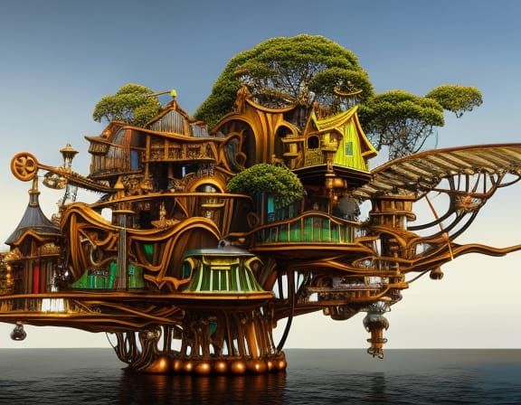 Steampunk fairy tree house - AI Generated Artwork - NightCafe Creator