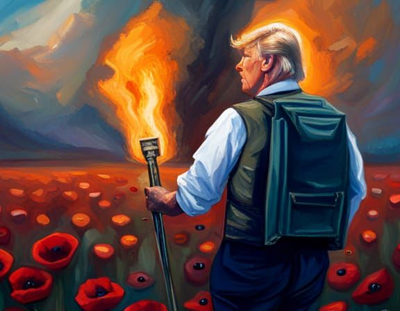 Donald Trump Burning Poppy - AI Generated Artwork - NightCafe Creator