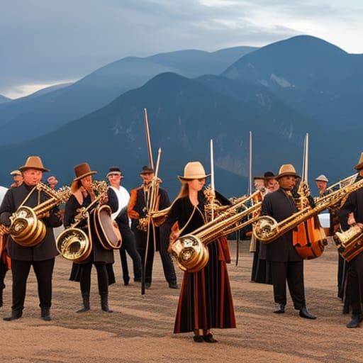 A copper-themed music festival with musicians playing copper ...