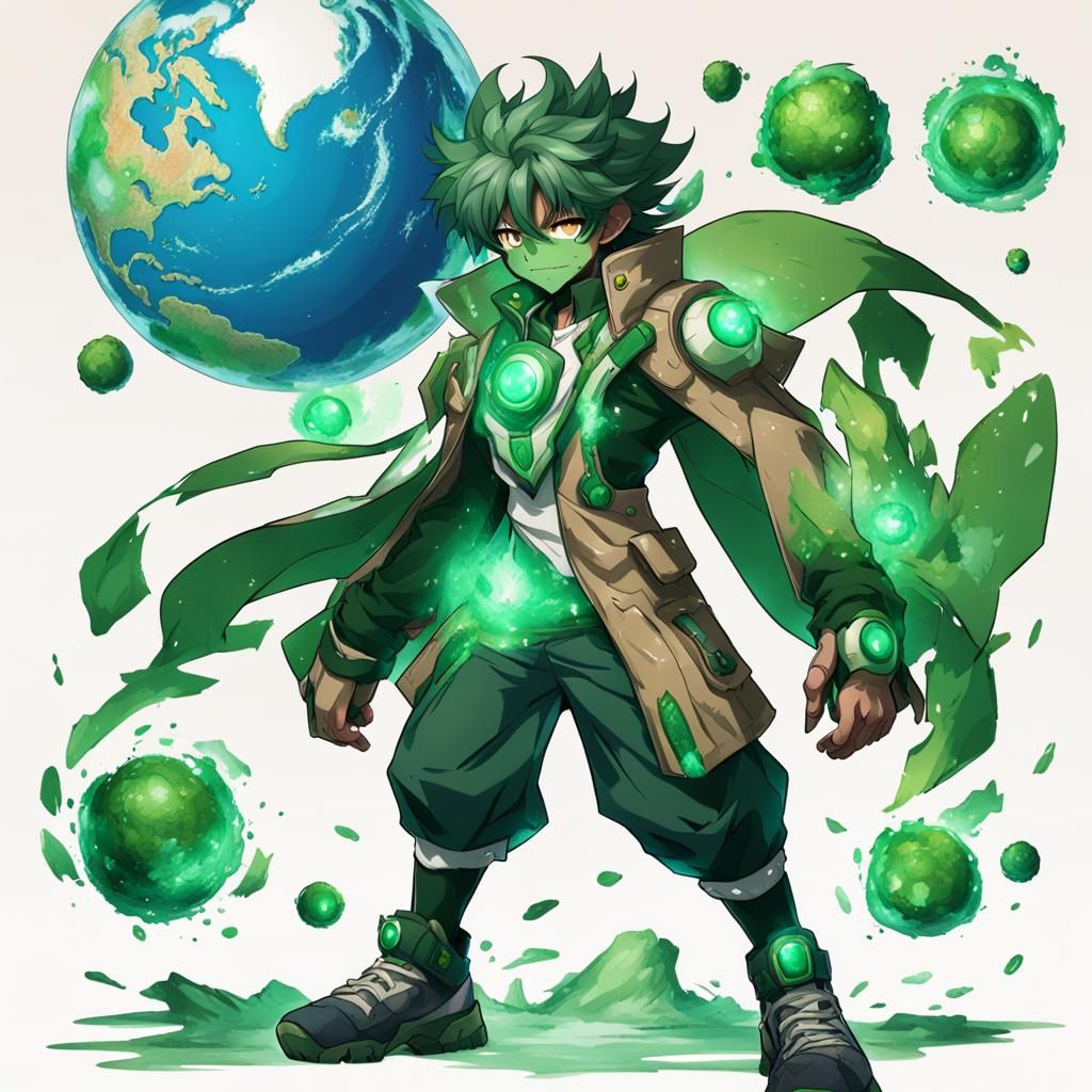 a teenage boy earth elemental with tan skin full body with green shoes ...
