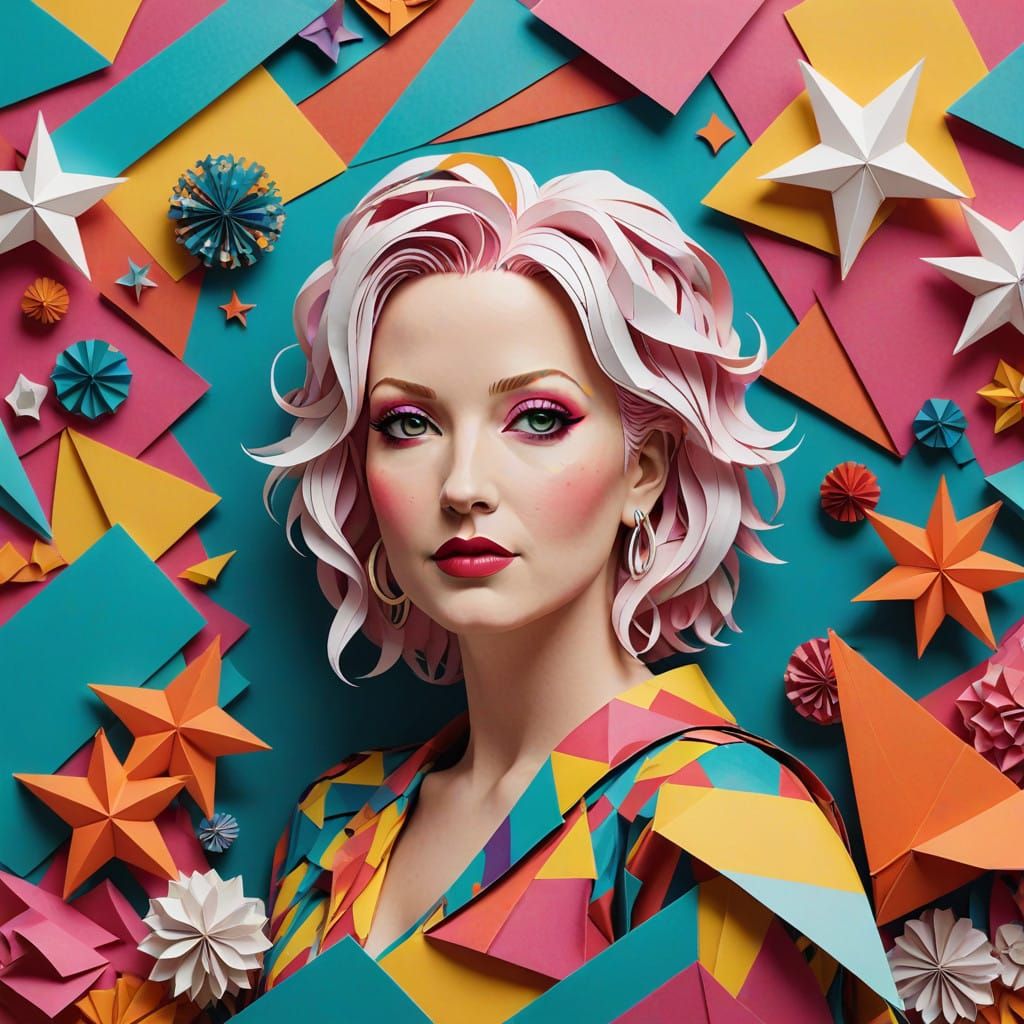 Whimsical Papercraft Scene Inspired by Cyndi Laupe... - AI Art