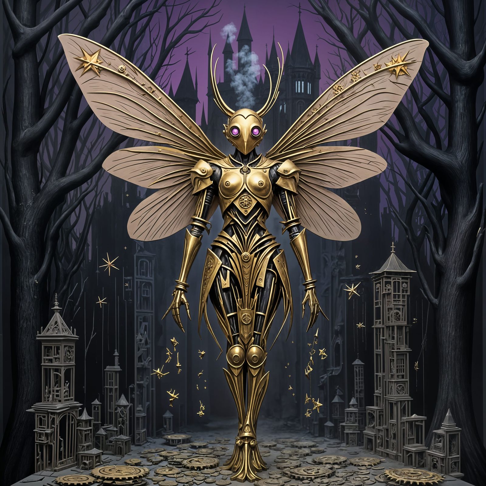 Robot Fairy - Gothic Clockwork Fairy in Elegant Brass and Me...