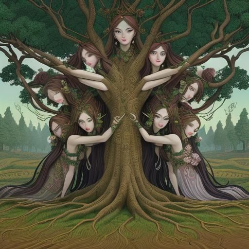 tree of girls - AI Generated Artwork - NightCafe Creator