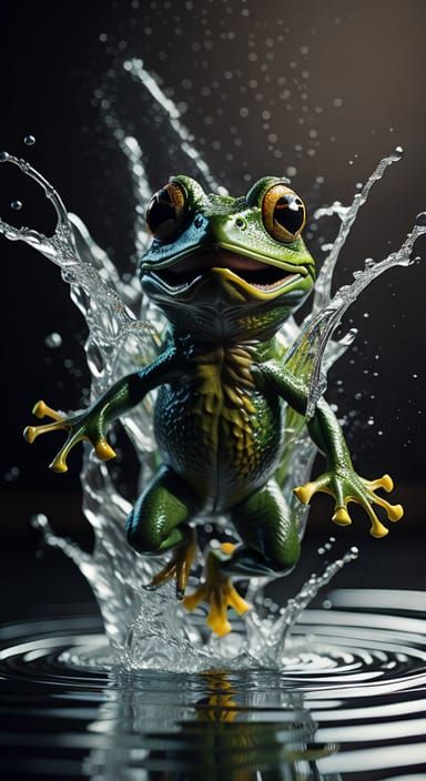 Splashing Frog - AI Generated Artwork - NightCafe Creator