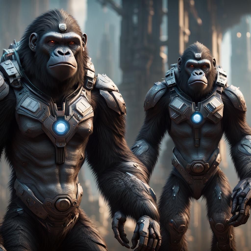 Simian Bodyguards - AI Generated Artwork - NightCafe Creator