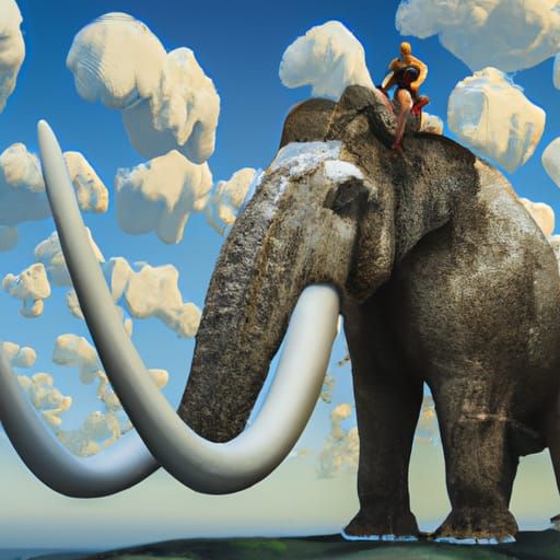 Giant riding on a Mammoth - AI Generated Artwork - NightCafe Creator
