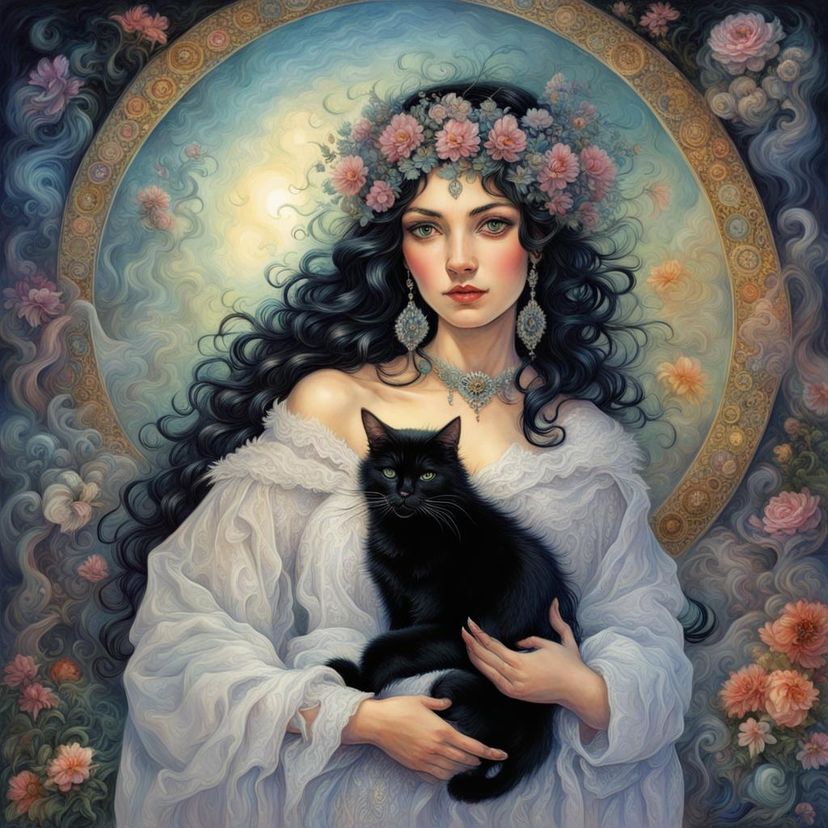 A Beautiful Slender Black Haired Woman In A White Translucent Robe