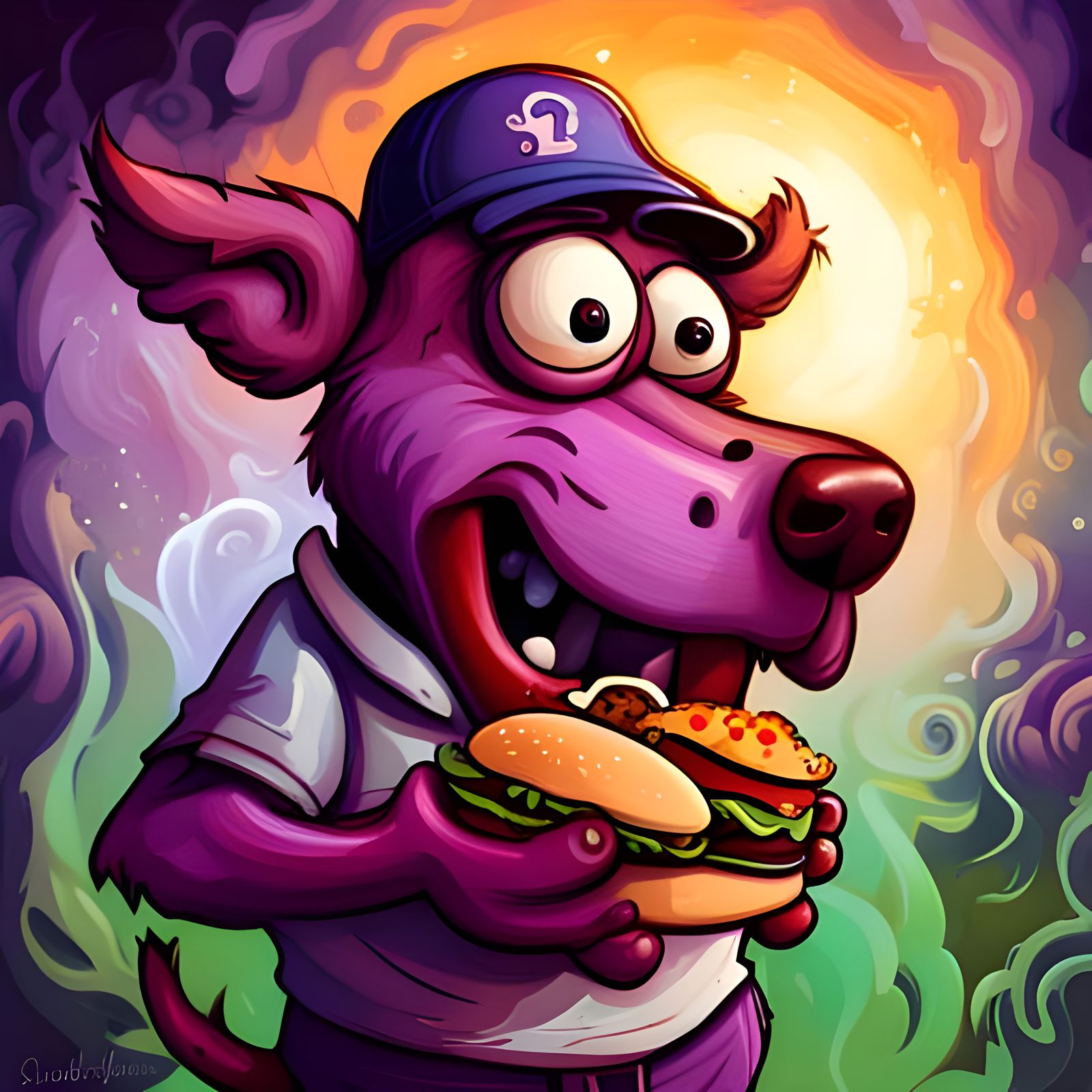 Chowder The Cowardly Purple Dog Eating a sandwich profile picture. - AI ...