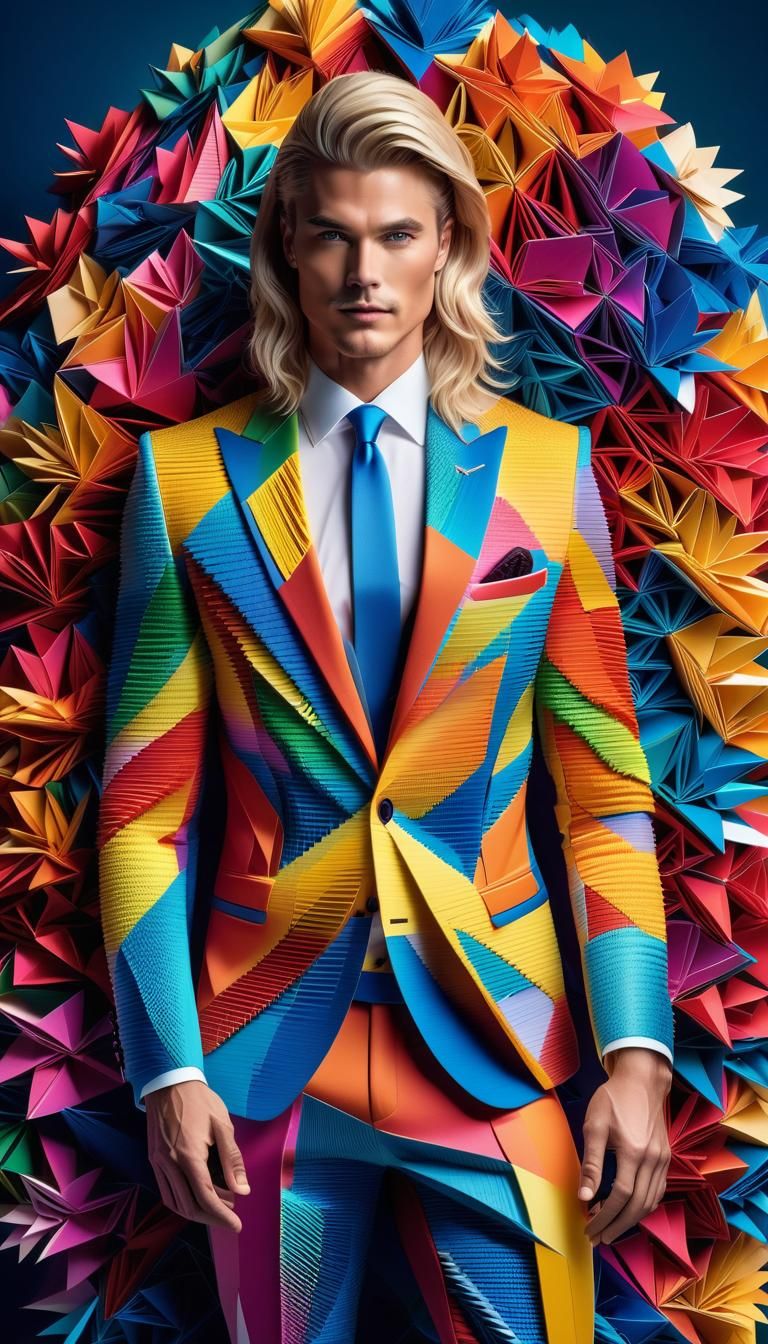 3d origami paper art multi-color suit - AI Generated Artwork ...
