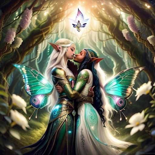 Kissing Elves - AI Generated Artwork - NightCafe Creator
