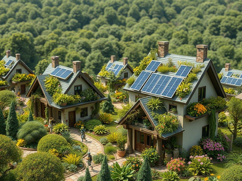 Solarpunk - Surreal Solarpunk Village in Harmony with Nature