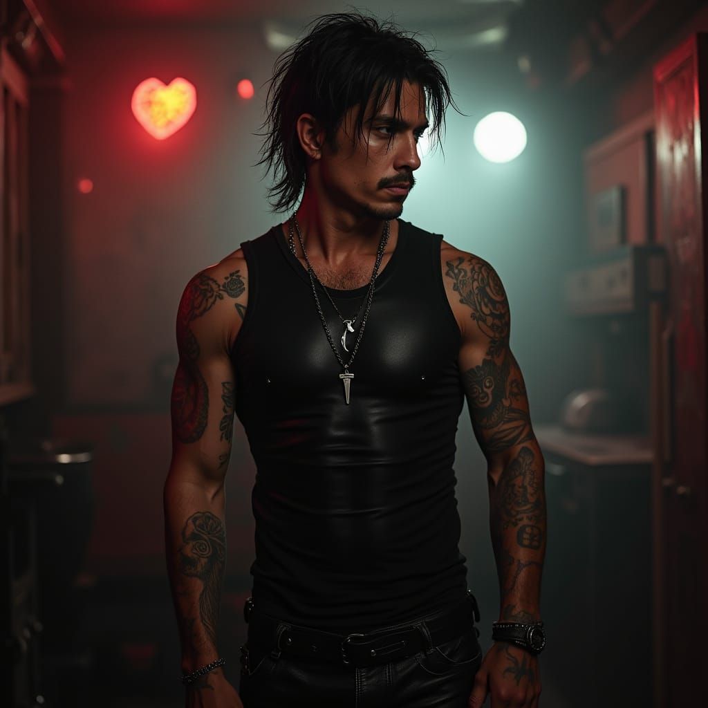 Hyper-Realistic Portrait of a Rugged Punk Rocker i... - AI Art