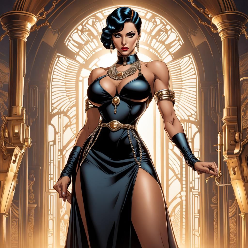 Gorgeous and alluring Princess Leila Organa, in a dynamic stance, erotically fierce and ...