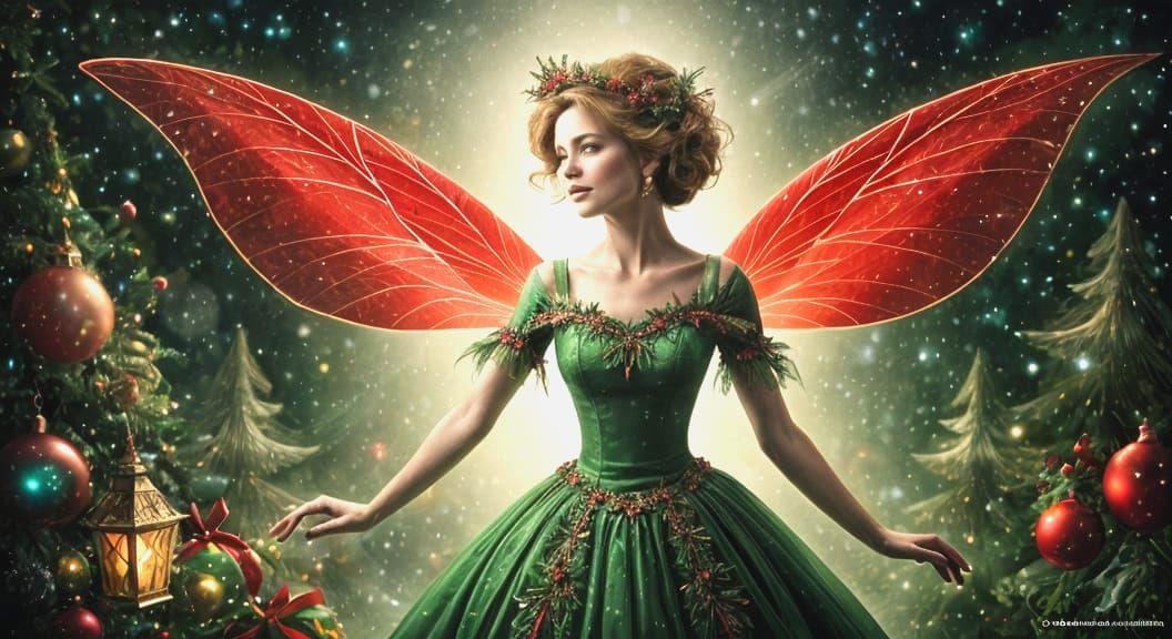 Elegant, refined, classic Christmas Red, Green Opalescent Fairy ...